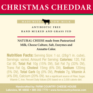Christmas Cheddar Cheese (8oz) - Farm Country Cheese